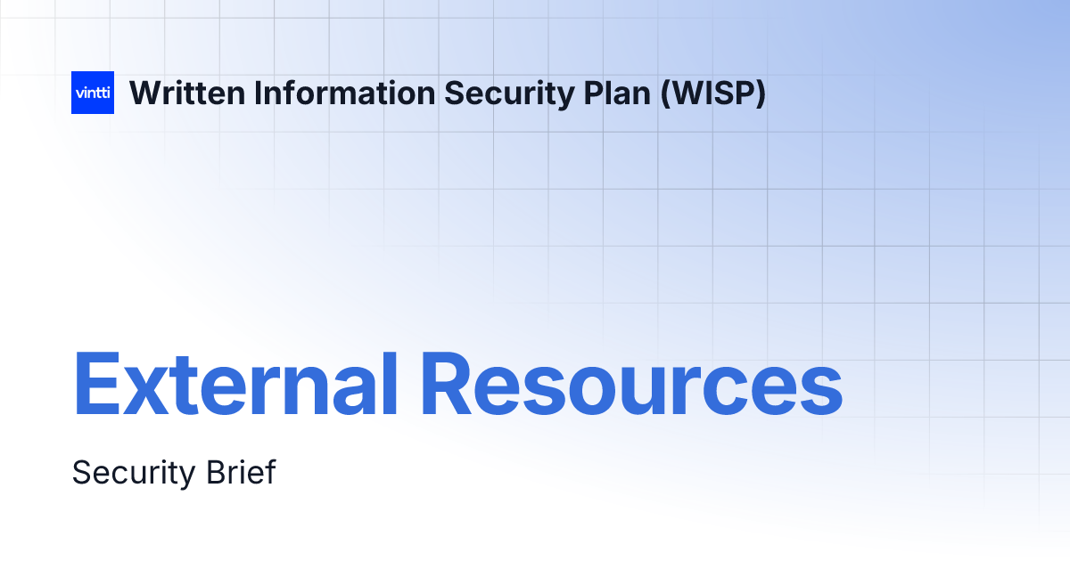 External Resources | Written Information Security Plan (WISP)